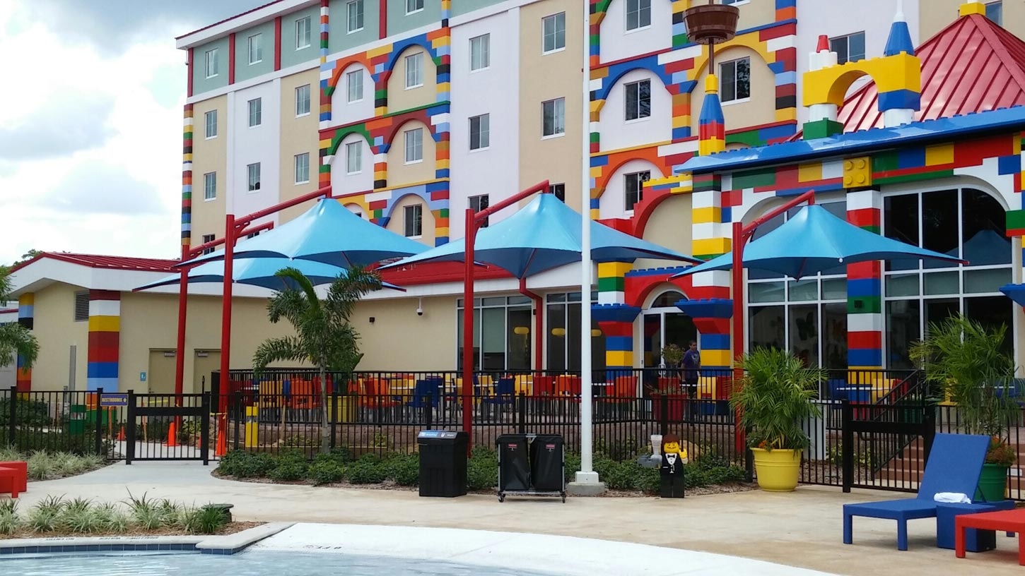 Skyspan structural umbrellas at Legoland, FL - Awning Works Inc.